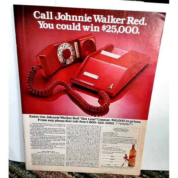 Wall Decor | 1979 Johnnie Walker Red Bourbon Red Telephone Vintage ...